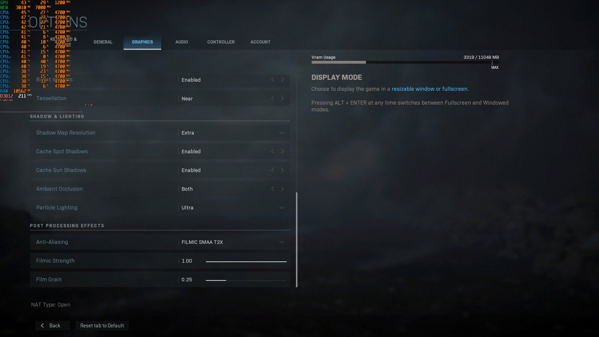 Here are the PC graphics settings for Call of Duty Modern Warfare Open Beta