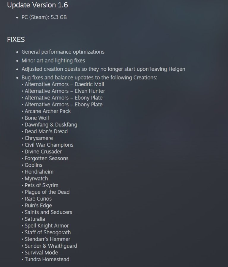 The Elder Scrolls V: Skyrim Anniversary Edition Update 1.6 is 5.3GB ...