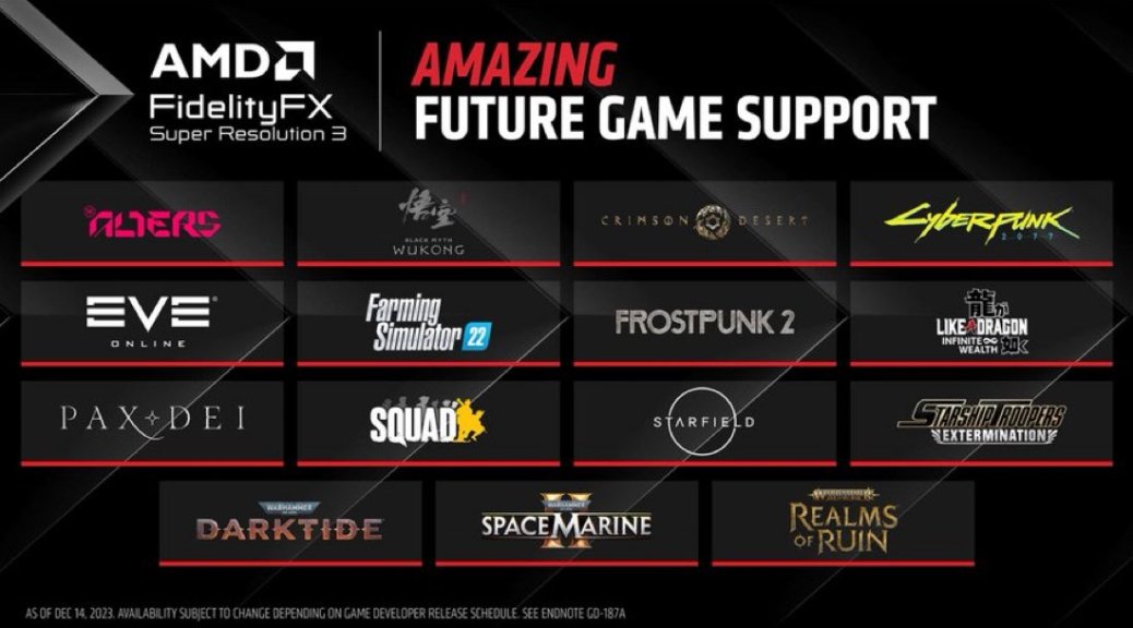 Here are the next games that will support AMD FSR 3.0