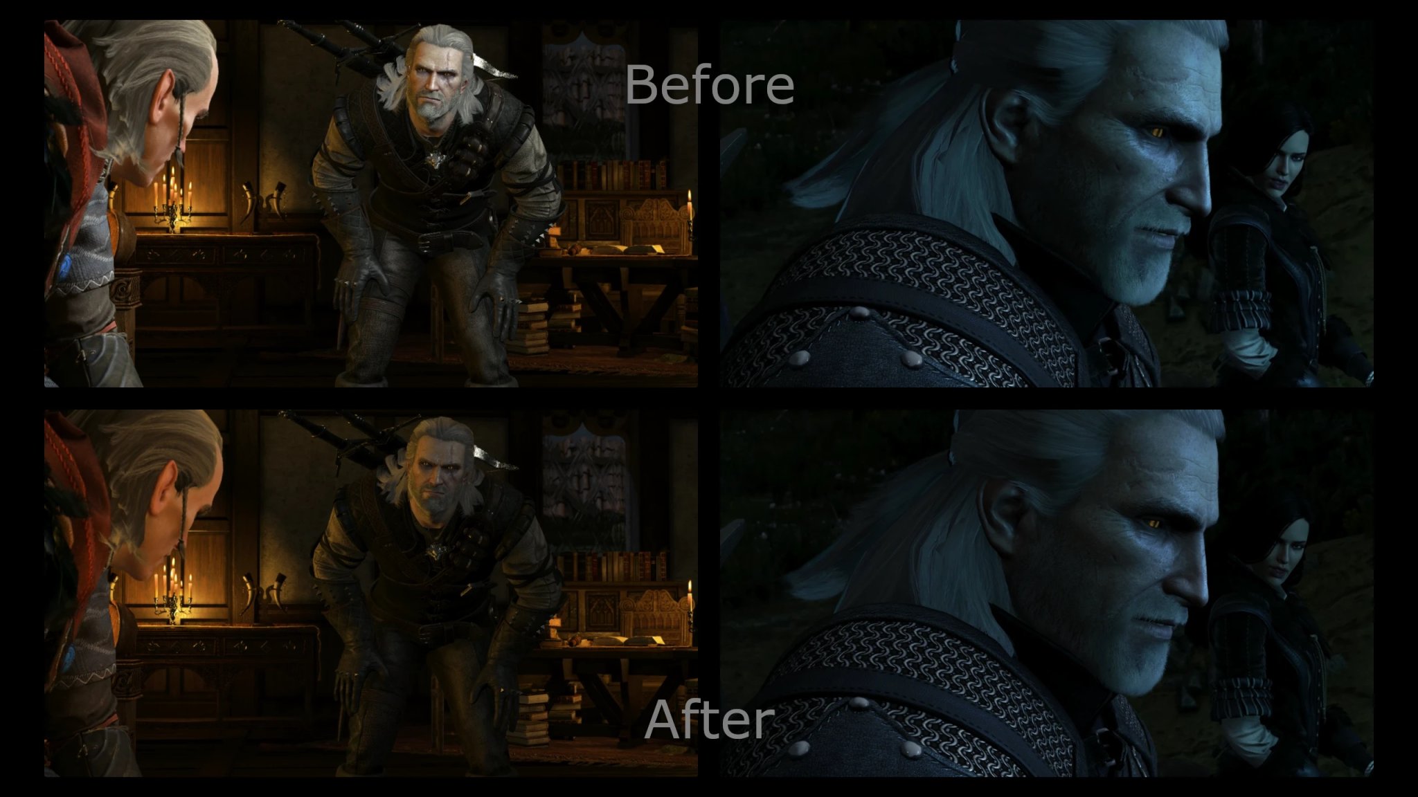 The Witcher 3 Mod removes the fake "hero" lights from cut-scenes