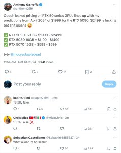 The latest NVIDIA RTX 50 series rumor prices are most likely fake